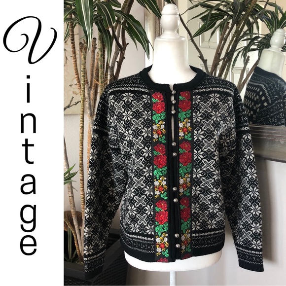 Squaw Valley | Sweaters | Vtg Squaw Valley Bw Nordic Pattern Knit ...